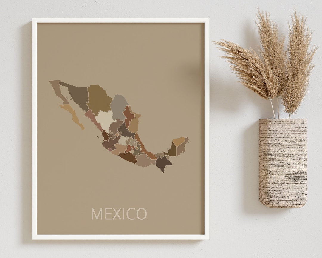 Mexico Map, Country Map of Mexico Art Print, Diversity Map, Topography ...