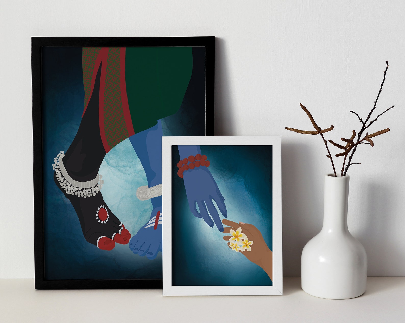 Set of 3 Kali & Shiva Dancing Feet Wall Art, Shiva Shakti Print ...