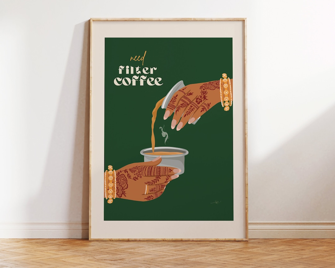 Filter Coffee Print, Indian Art, Retro Art, Coffee Print, Filter Kaapi ...