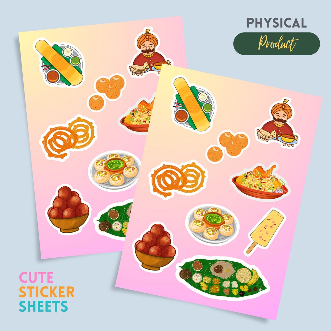 Indian Food Sticker Sheet, Cute Desi Sticker, Indian Sticker, Funny ...