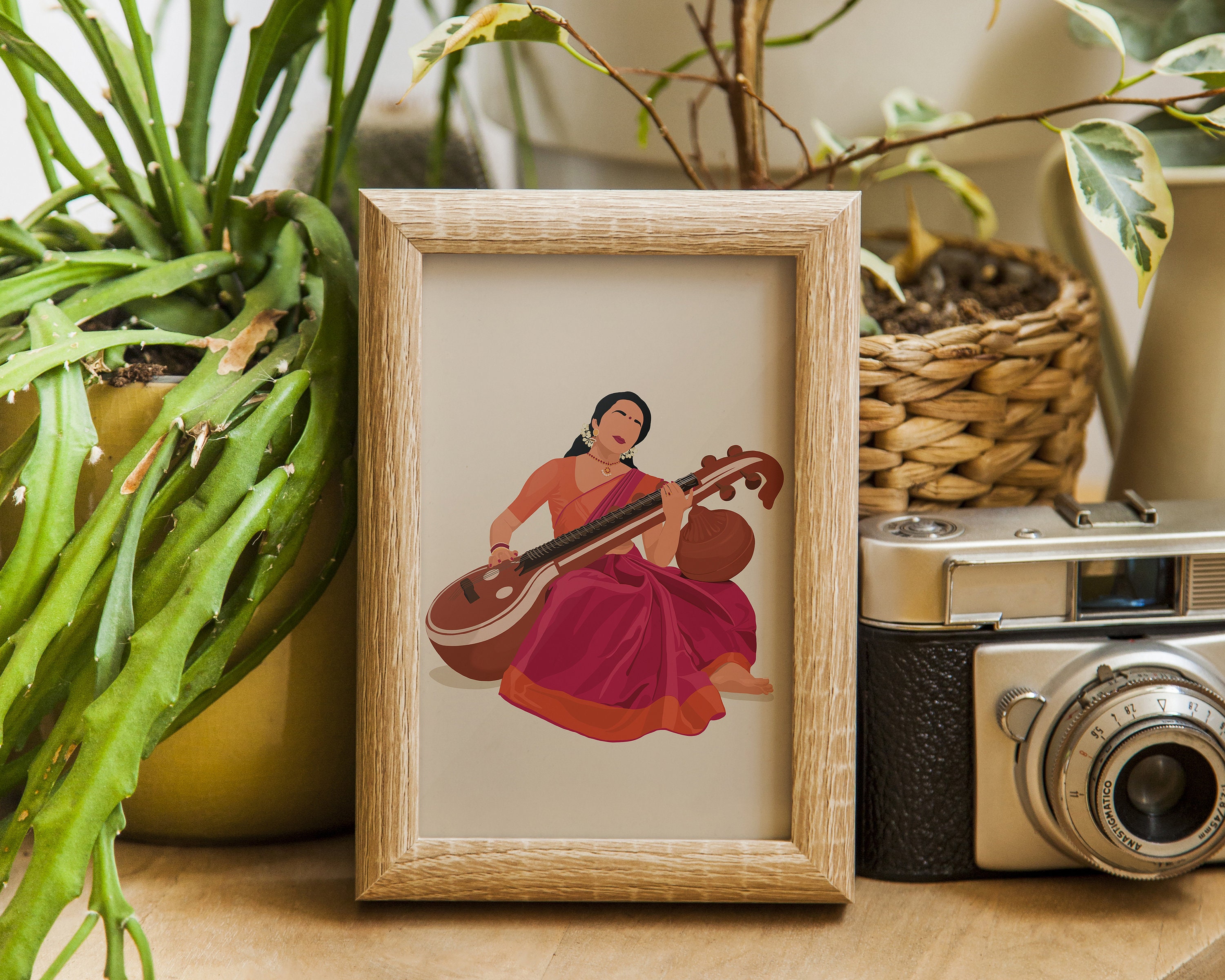 Veena Art, Indian Wall Art, Desi Art, Saraswati Veena, Indian Woman Art ...