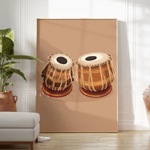 Tabla Art, Music Instrument Art, Desi Art, Indian Wall Art, Retro Art ...