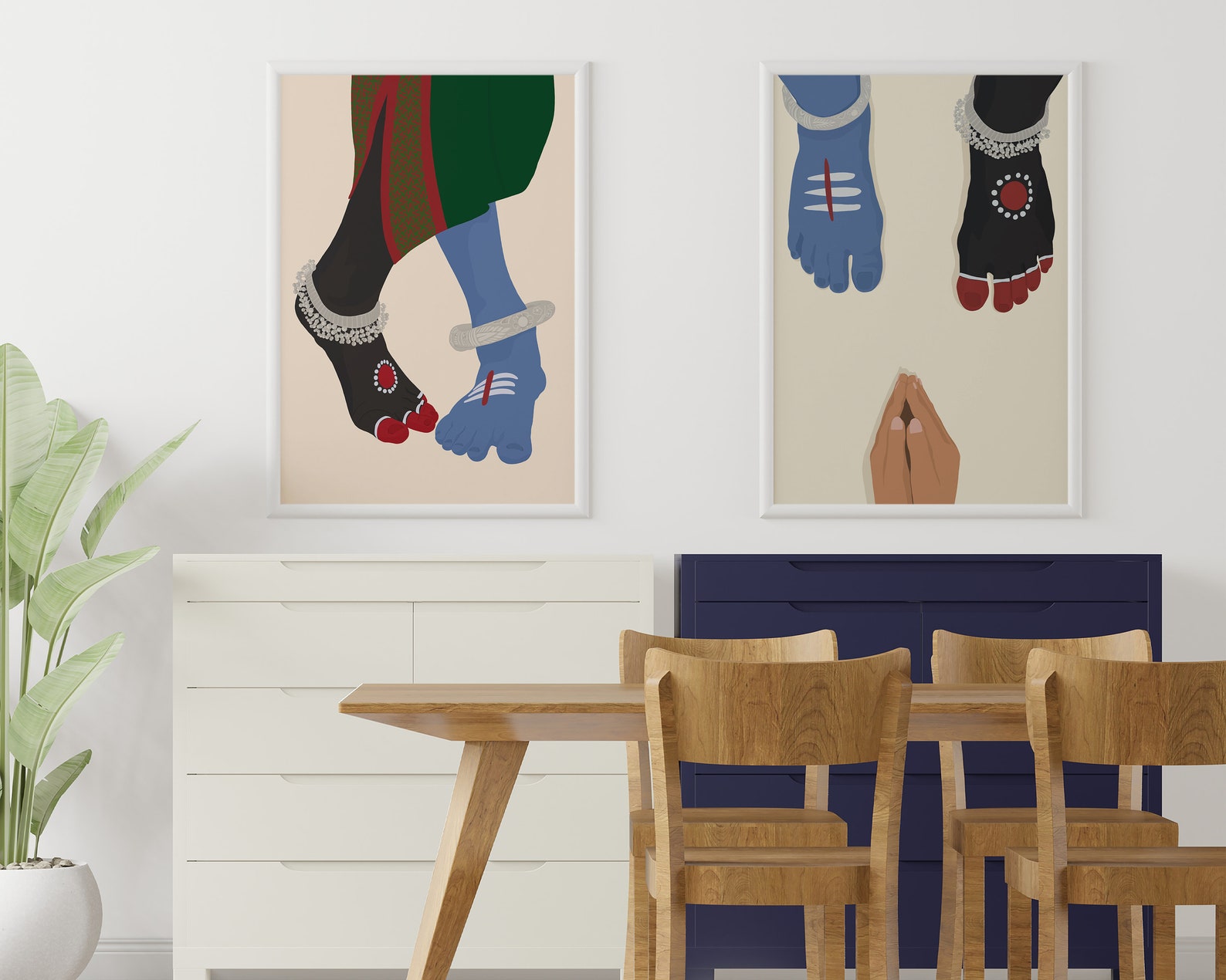Set of 3 Kali & Shiva Dancing Feet Wall Art, Shiva Shakti Print ...