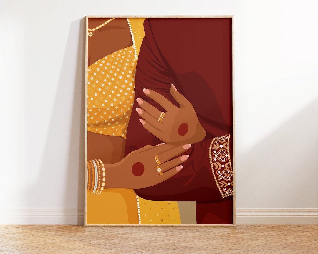 Indian Couple Art, Indian Wedding Couple, Indian Bride and Groom ...