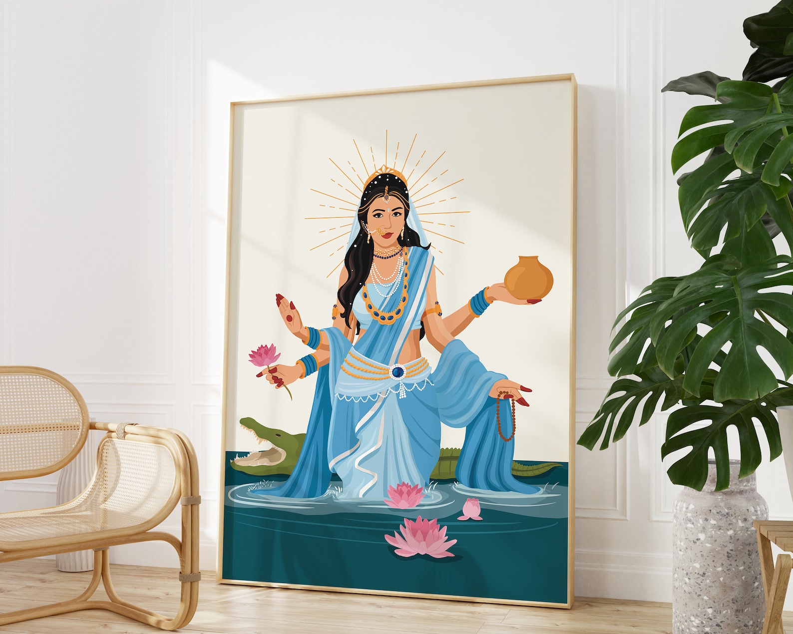 Buy Goddess Ganga Devi Mata on Crocodile Art, Shri Gangaji, Hindu ...