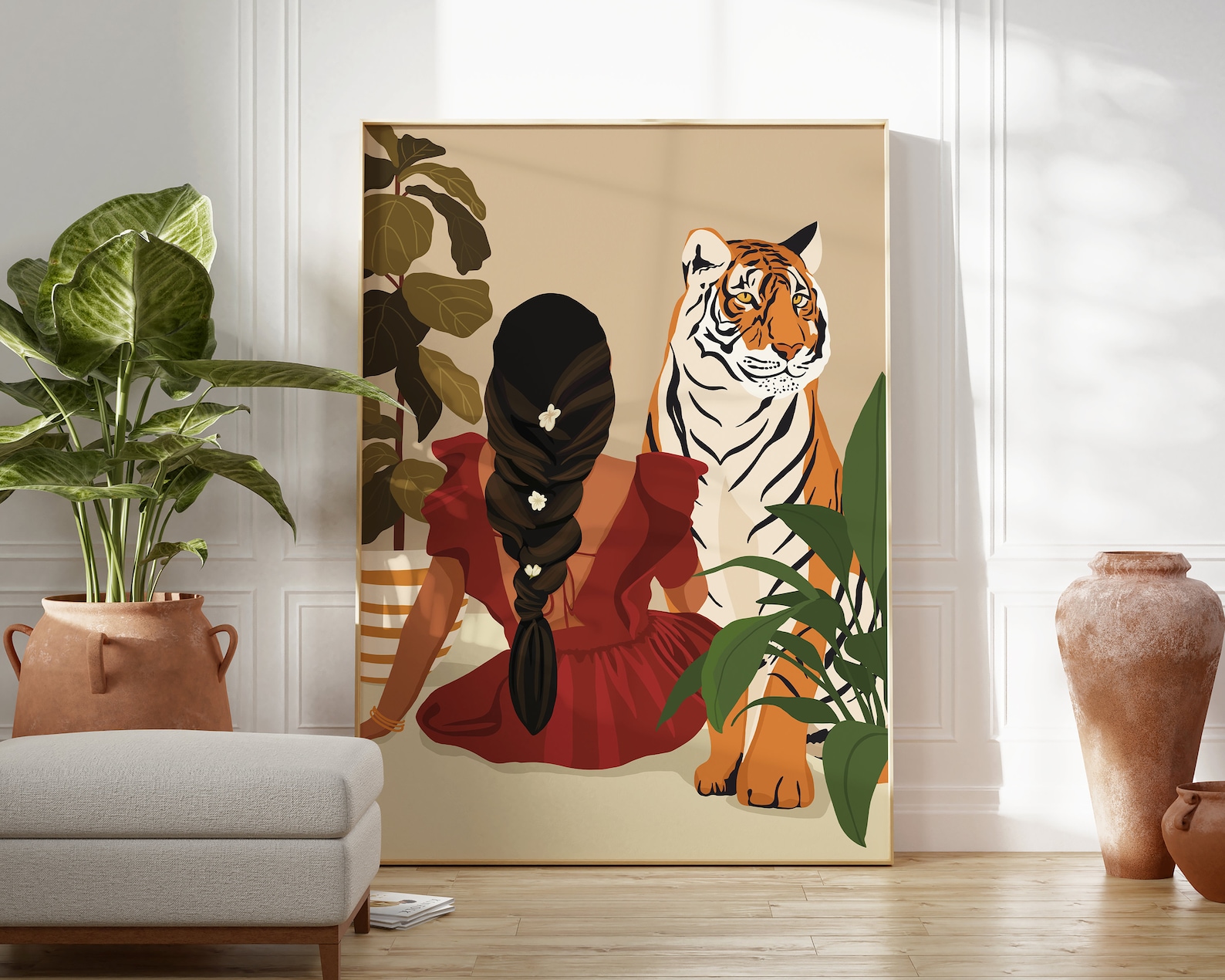 Indian Baddie Art, Indian Art, Indian Woman With Tiger Art, Tiger Print ...