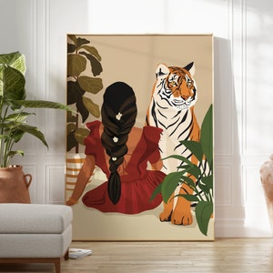 Indian Baddie Art, Indian Art, Indian Woman With Tiger Art, Tiger Print ...