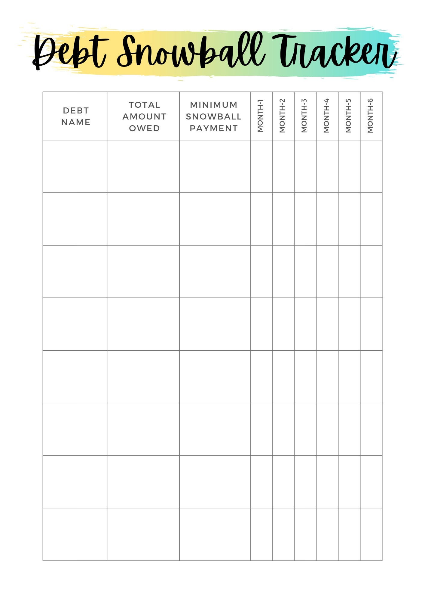 Debt Snowball - Multiple Debts - Bill Tracker - Dave Ramsay - Digital ...