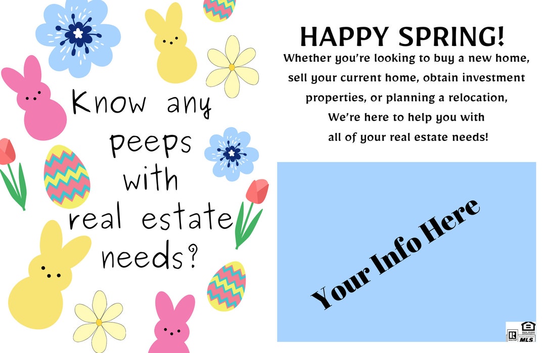CUSTOMIZABLE Peeps - Spring Pop by - Real Estate - Easter - Realtor ...