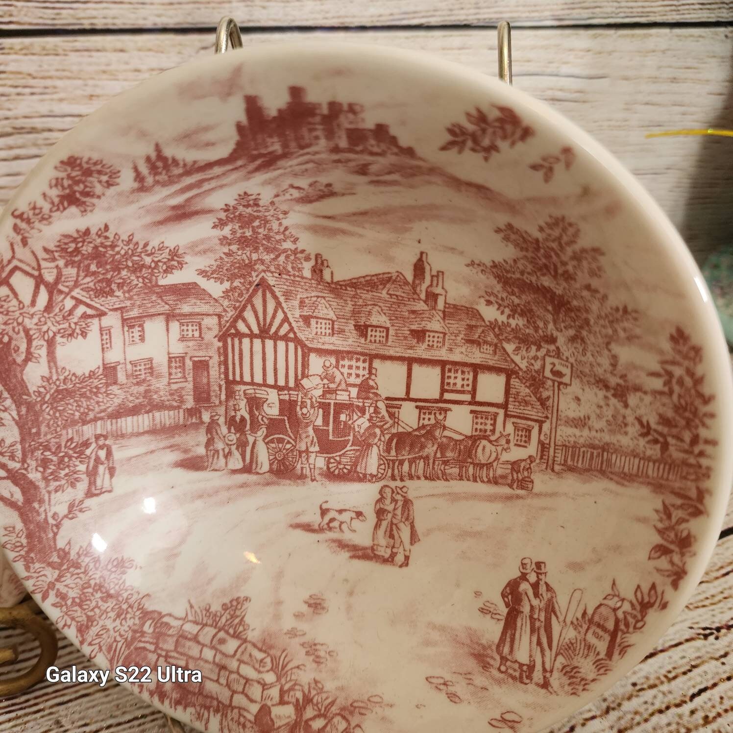 Red Transferware Bowl and Plate Set - Etsy