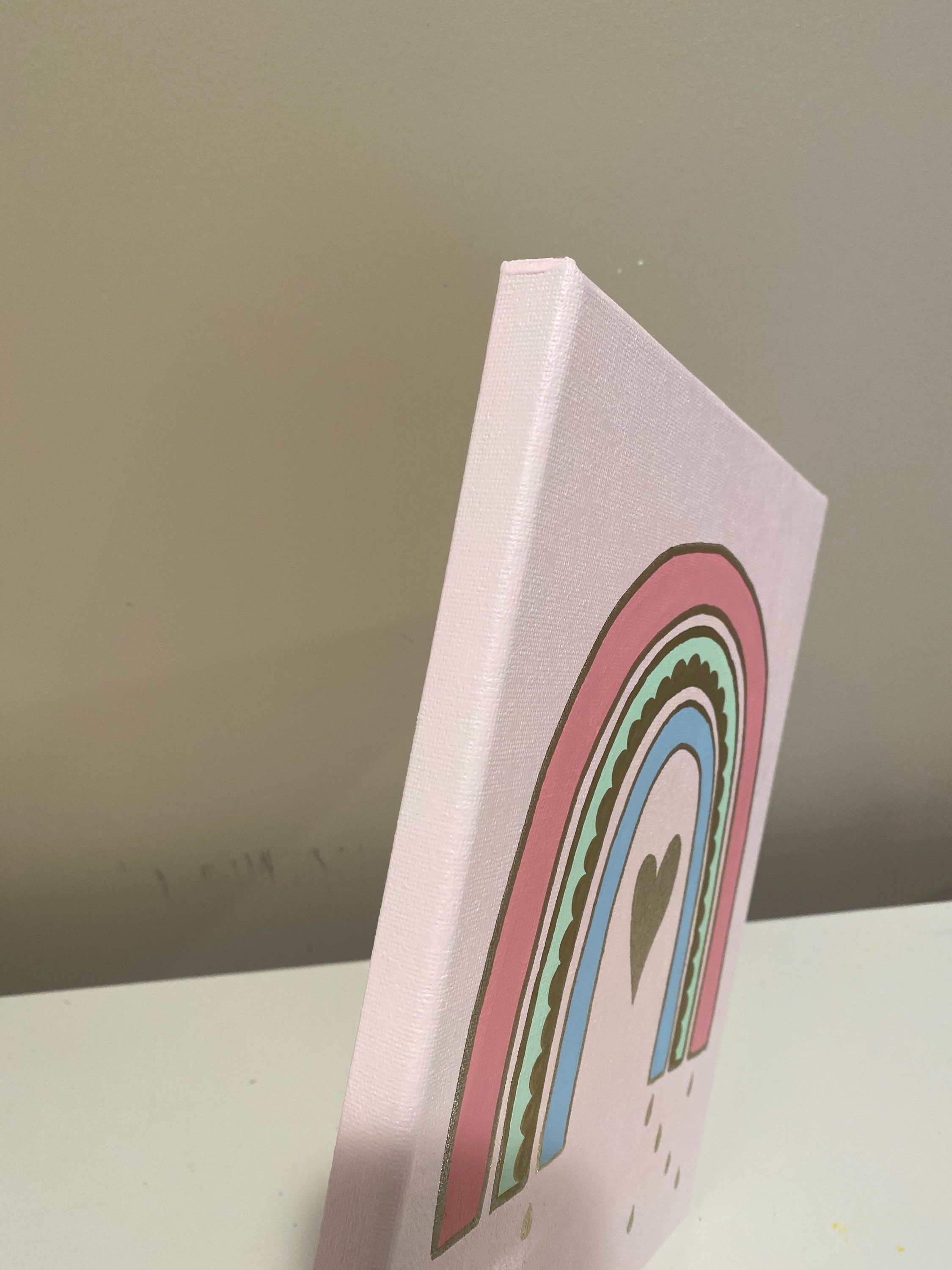 Hand Painted Boho Rainbow Canvas Painting - Etsy