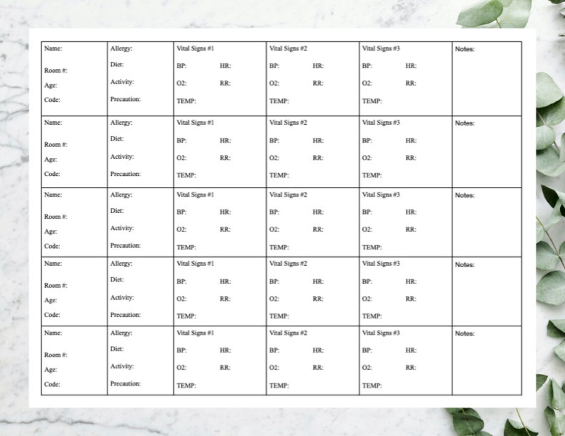Cna Report Sheet Printable Printable Word Searches
