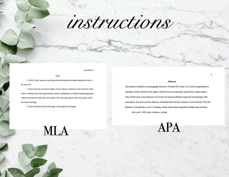 MLA and APA Template Bundle With Instructions and Sample Papers ...