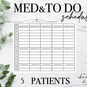 5 Patient Medication/to Do Schedule for Day and Night Shift| Instant ...