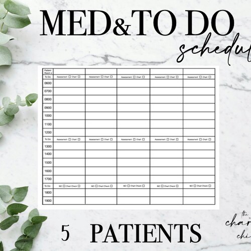 5 Patient Medication/to Do Schedule for Day and Night Shift - Etsy