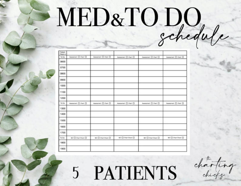 5 Patient Medication/to Do Schedule for Day and Night Shift| Instant ...