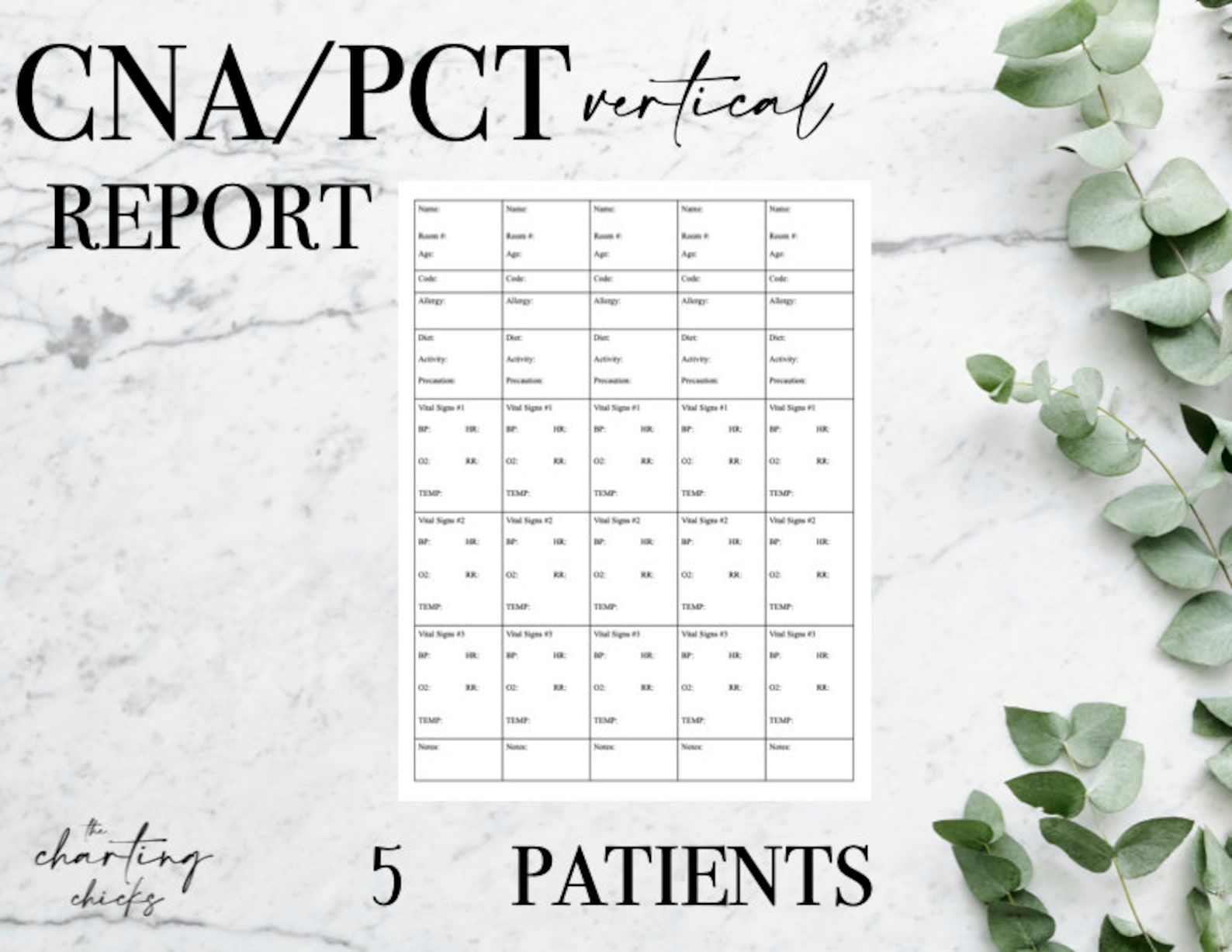 CNA/PCT/AIDE Report Sheet for 5 Patients| Instant Download & Printable ...