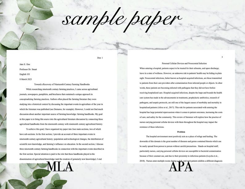 MLA and APA Template Bundle With Instructions and Sample Papers ...