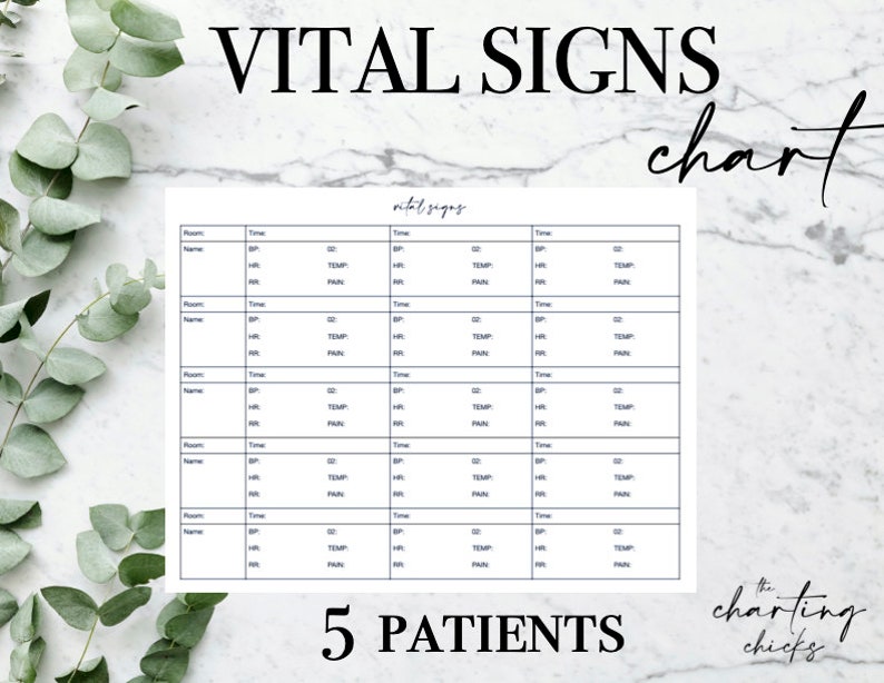 5 Patient Vital Sign Chart| for Day and Night Shift| Instant Download ...