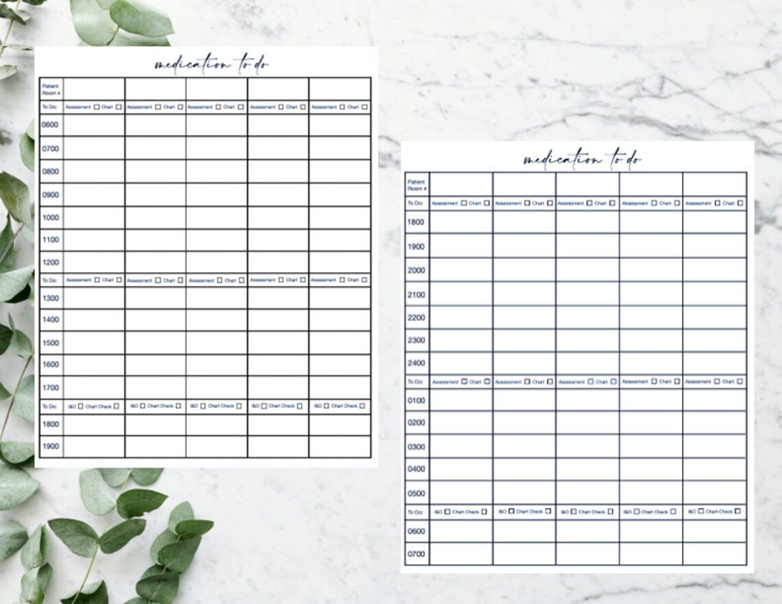 VERTICAL 5 Patient Medication/to Do Schedule for Day/night | Etsy