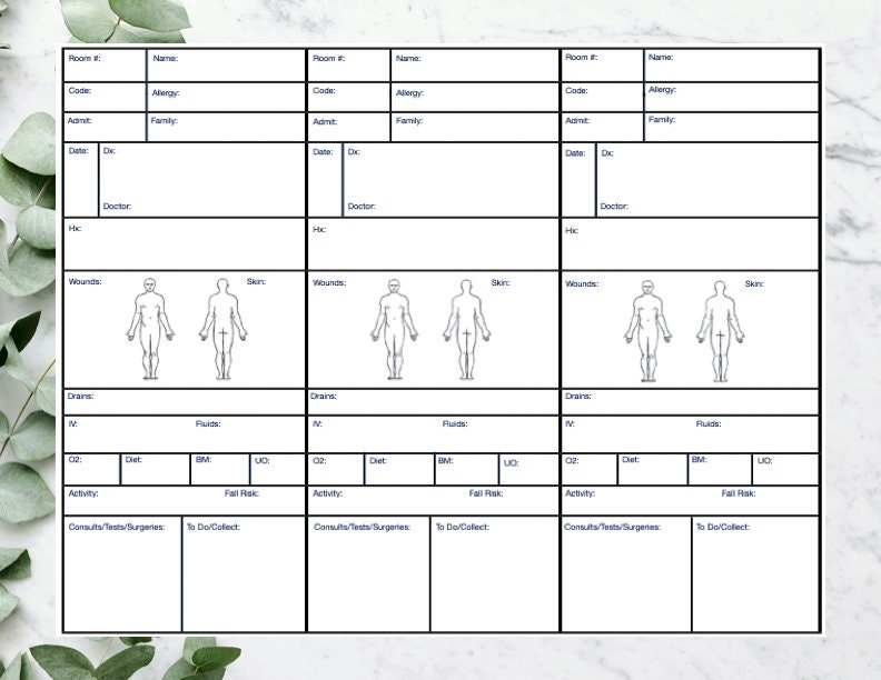 3 to 6 Patient Tri-fold Nurse Brain for MED/SURGICAL Units| Instant ...