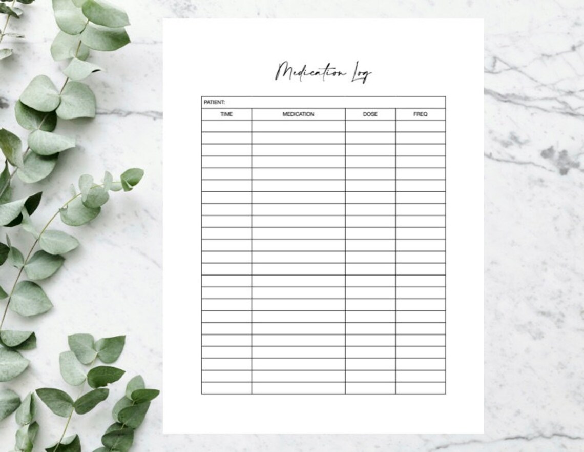 Medication Log | Instant Download & Printable Template | - Etsy