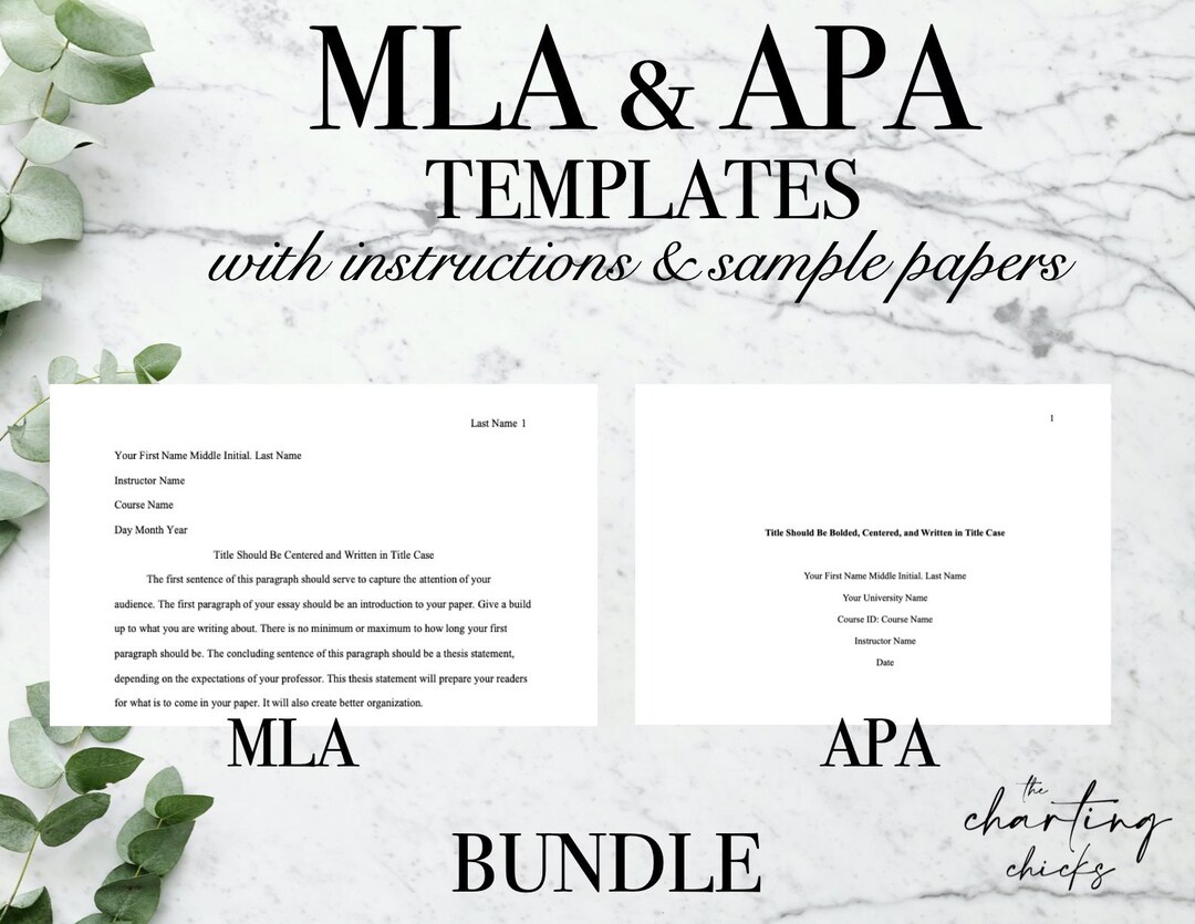 MLA and APA Template Bundle With Instructions and Sample Papers ...