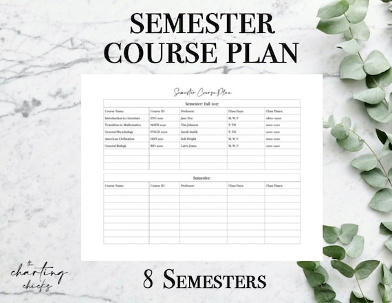 Semester Course Planner/schedule Instant Download Editable - Etsy