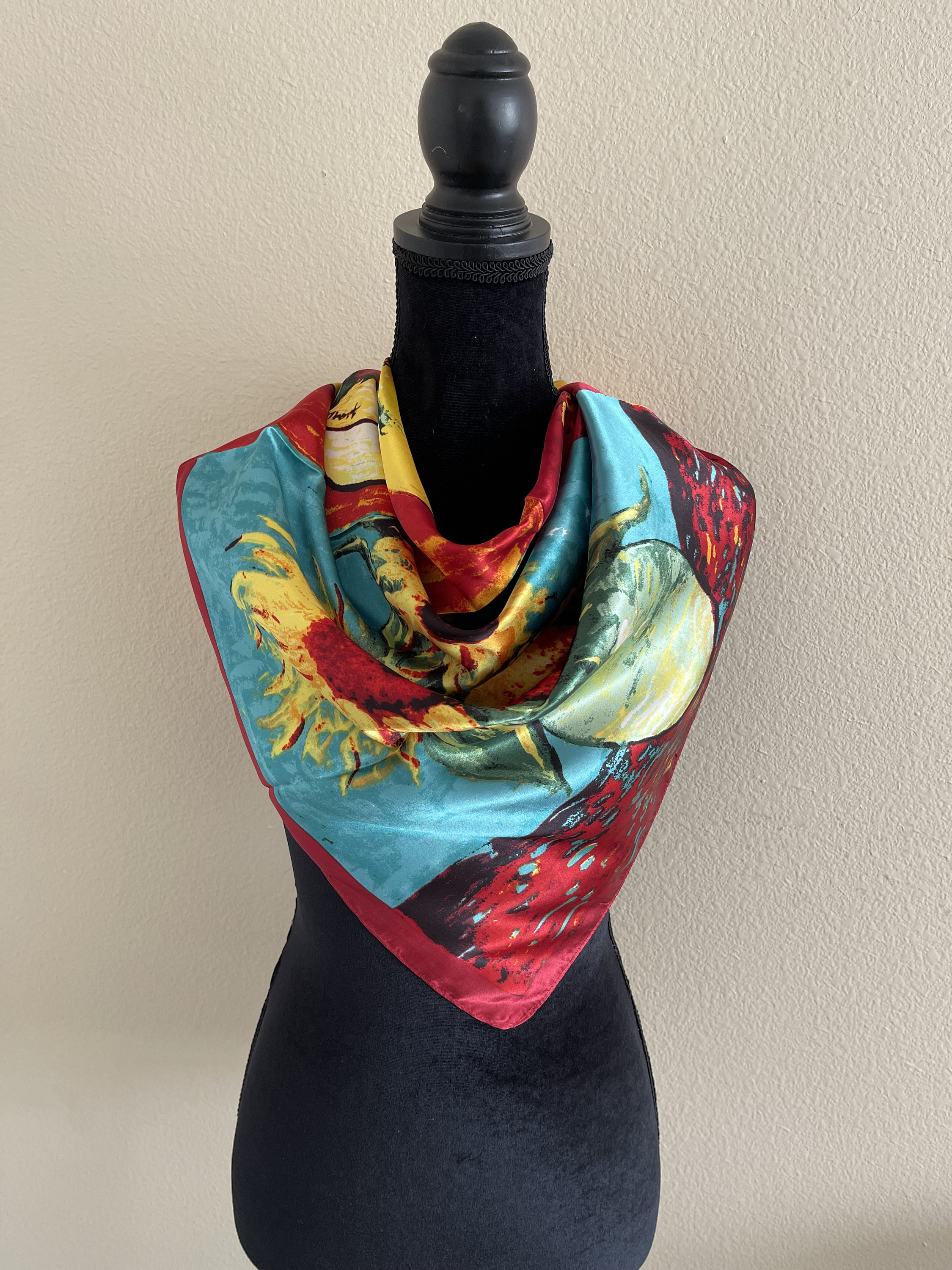 Vintage Scarf - Floral Scarf - Women Neck Scarf - Head Scarf - Vintage ...