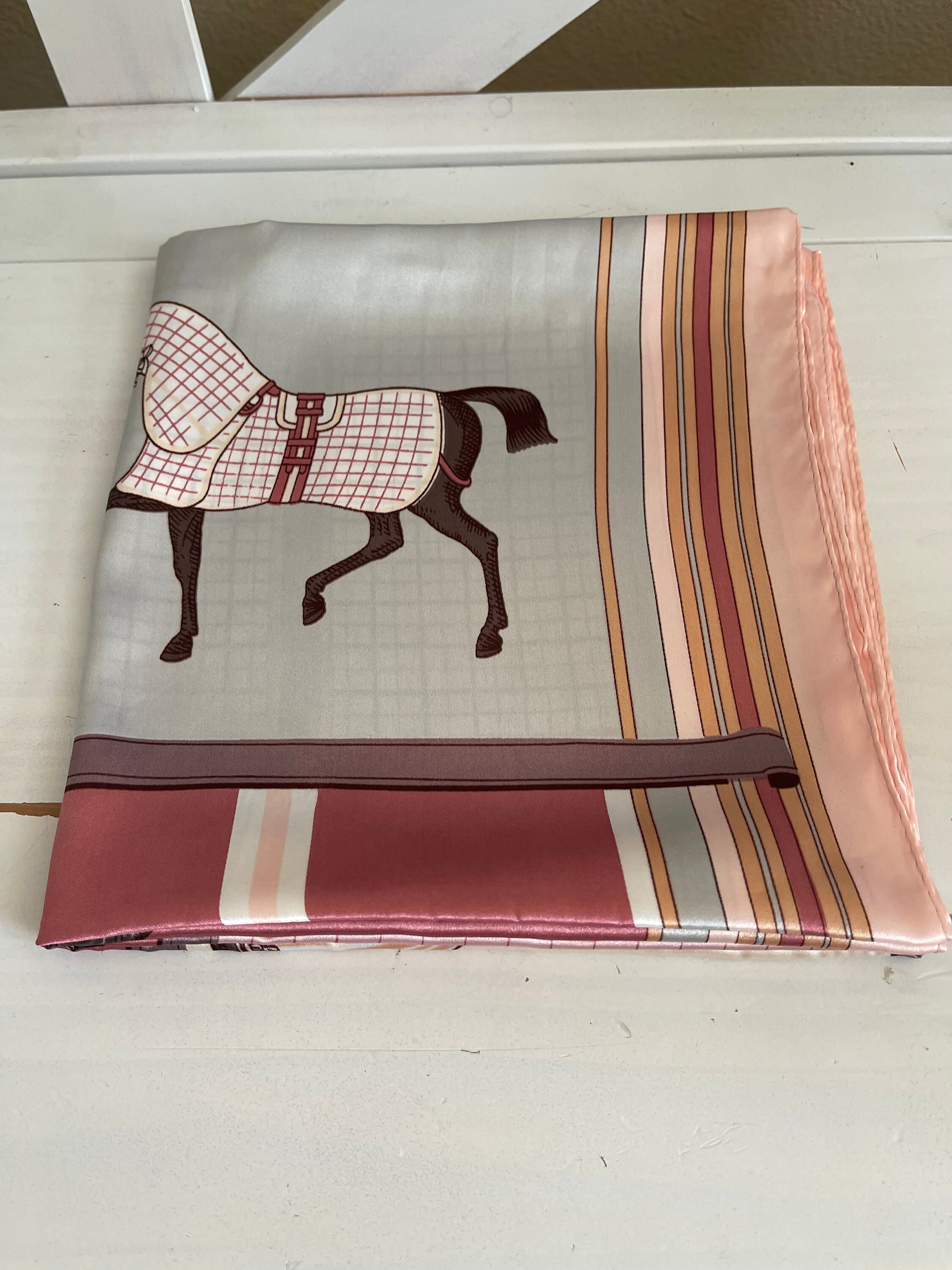 Vintage Scarf Equestrian Scarf Horse Print Scarf Luxury Silk Scarf ...