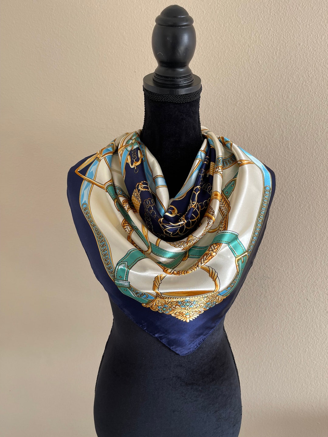 Vintage Scarf Women Square Silk Scarf Vintage Scarf 80s Vintage Silk ...
