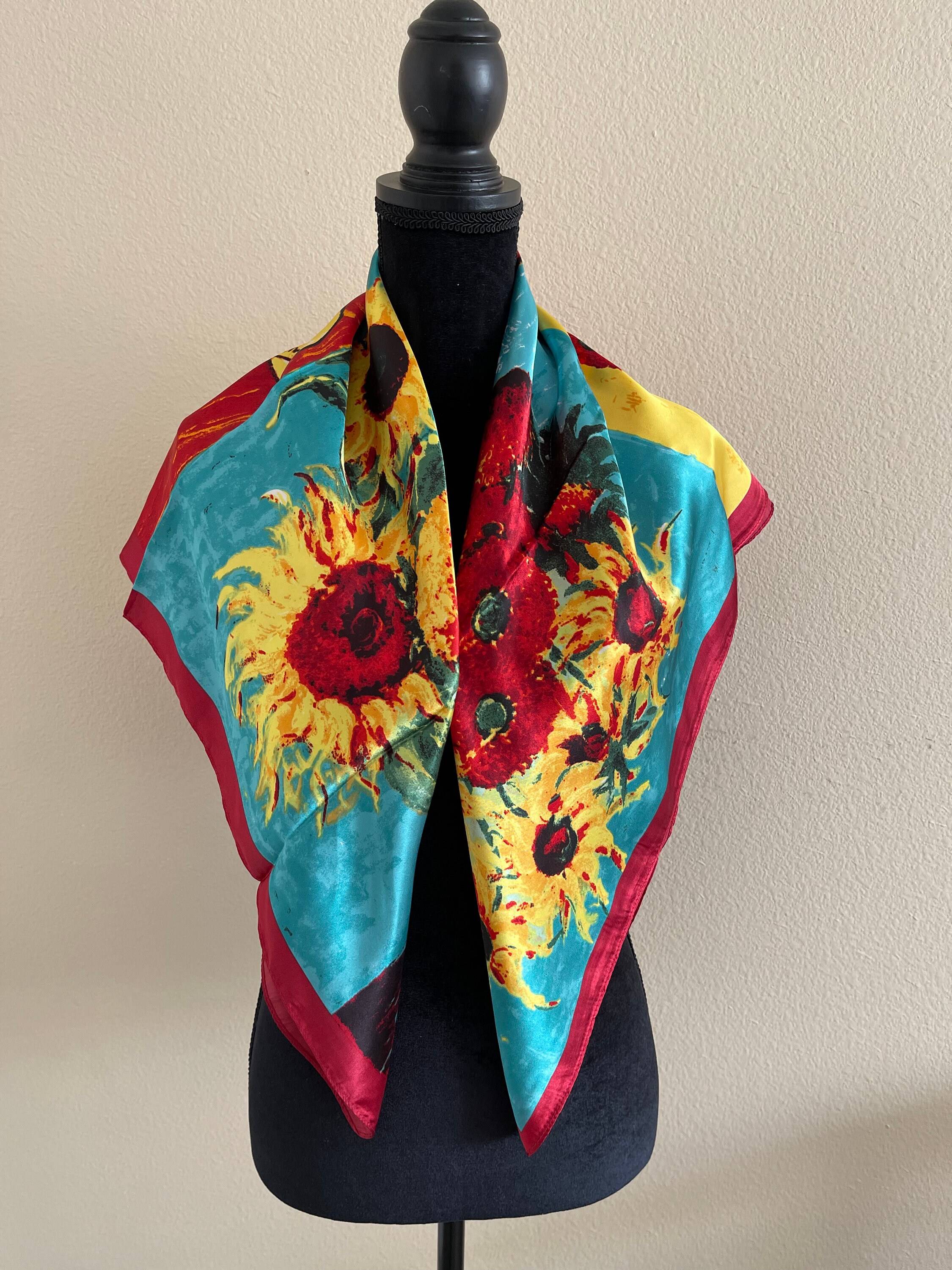Vintage Scarf - Floral Scarf - Women Neck Scarf - Head Scarf - Vintage ...