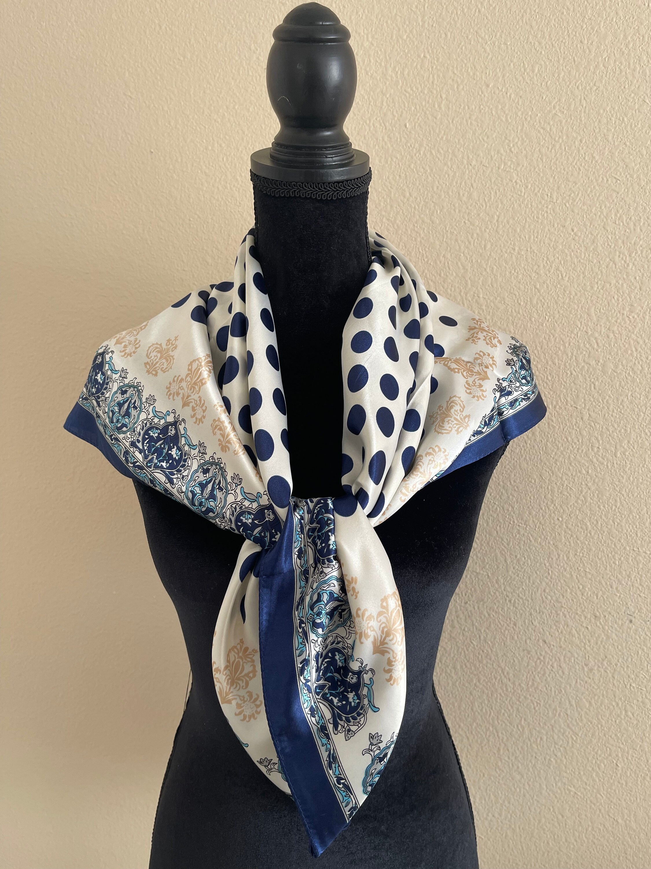 Polka Dot Scarf - Women Silk Scarf - Neck Scarf - Handbag Scarf ...