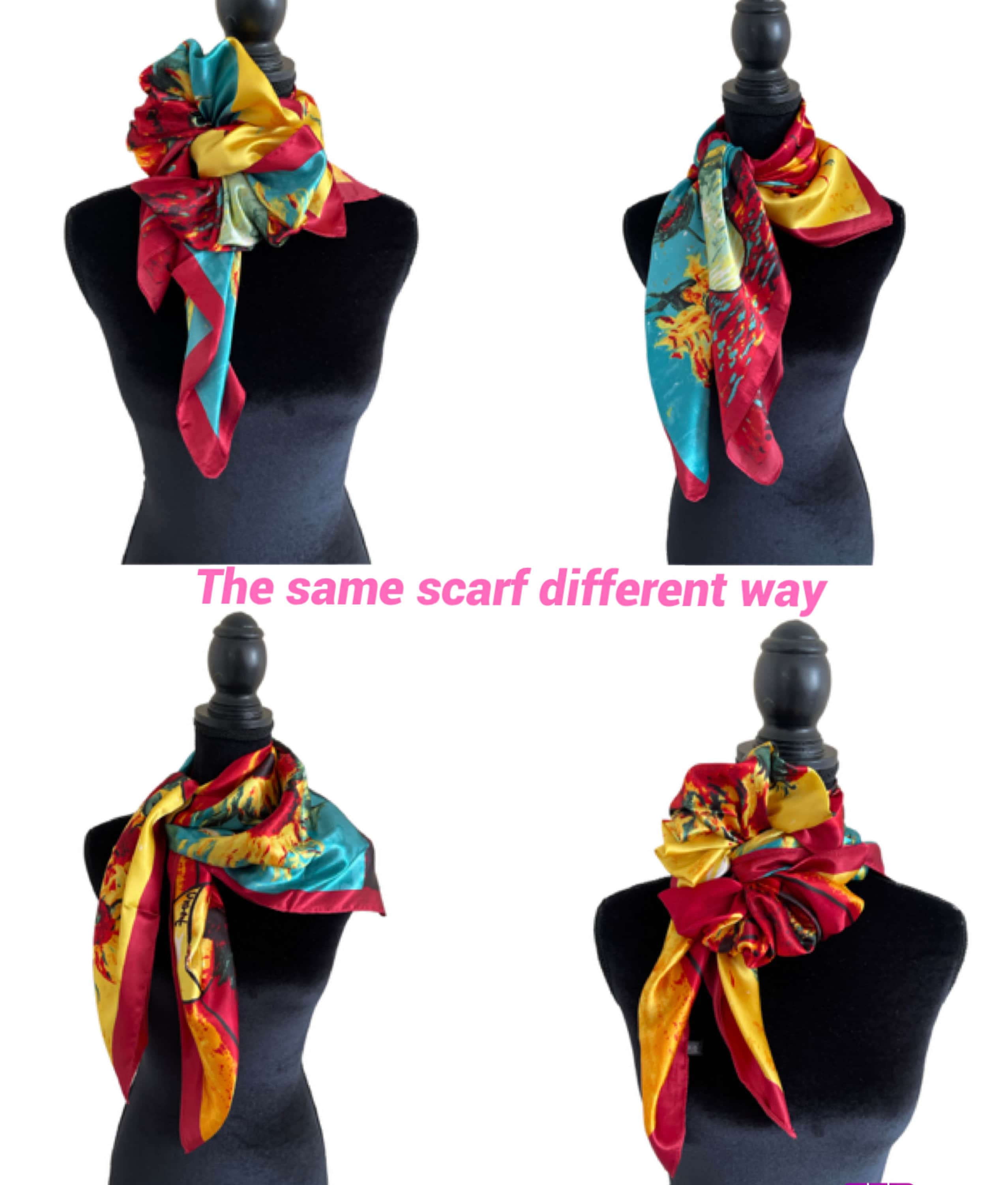 Vintage Scarf - Floral Scarf - Women Neck Scarf - Head Scarf - Vintage ...