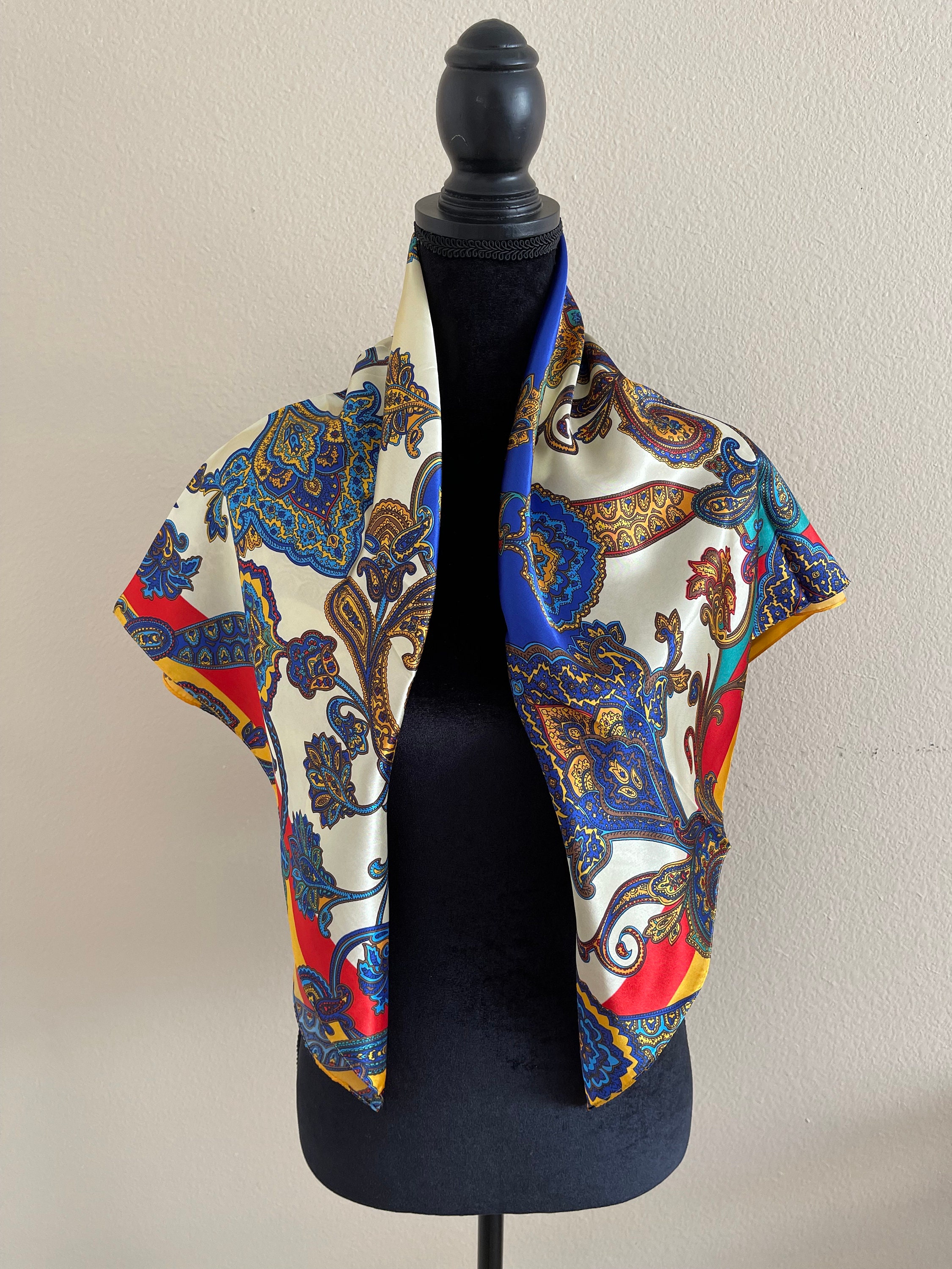 Vintage Scarf Hair Scarf Neck Scarf Head Scarf Ladies Scarf Luxury Silk ...