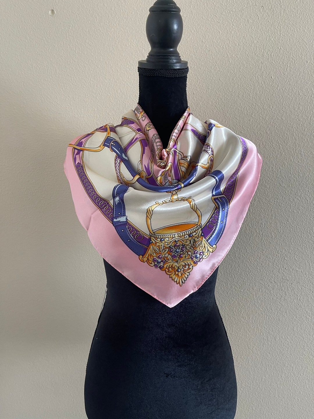 Vintage Silk Scarf Women Square Silk Scarf Vintage Scarf 80s Vintage ...