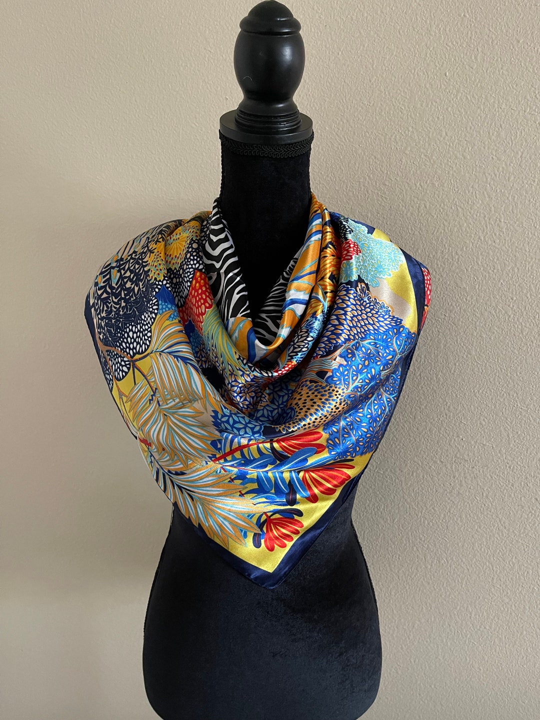 Floral Scarf Handbag Scarf Square Scarf Women Silk Scarf Designer Scarf ...