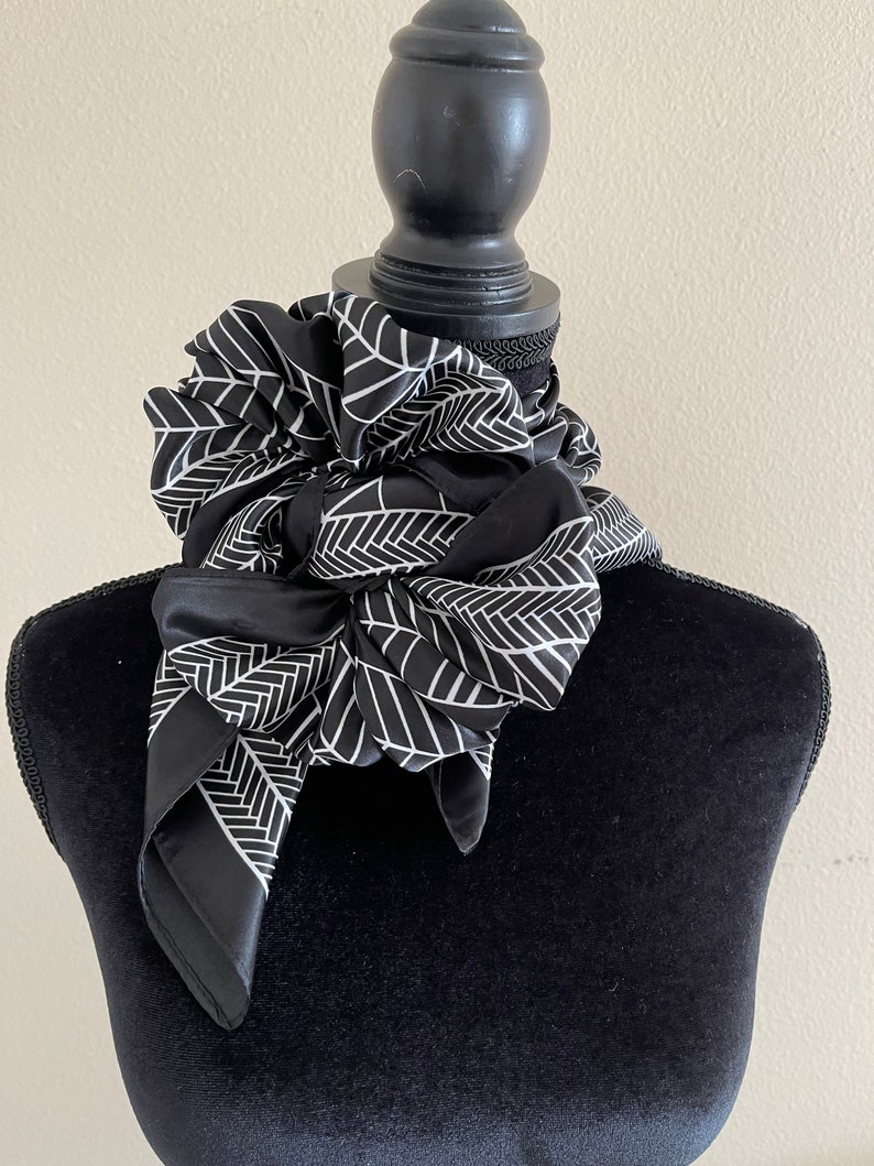 Geometric Scarf Black Silk Scarf Women Scarf Vintage Scarf Luxury Silk ...