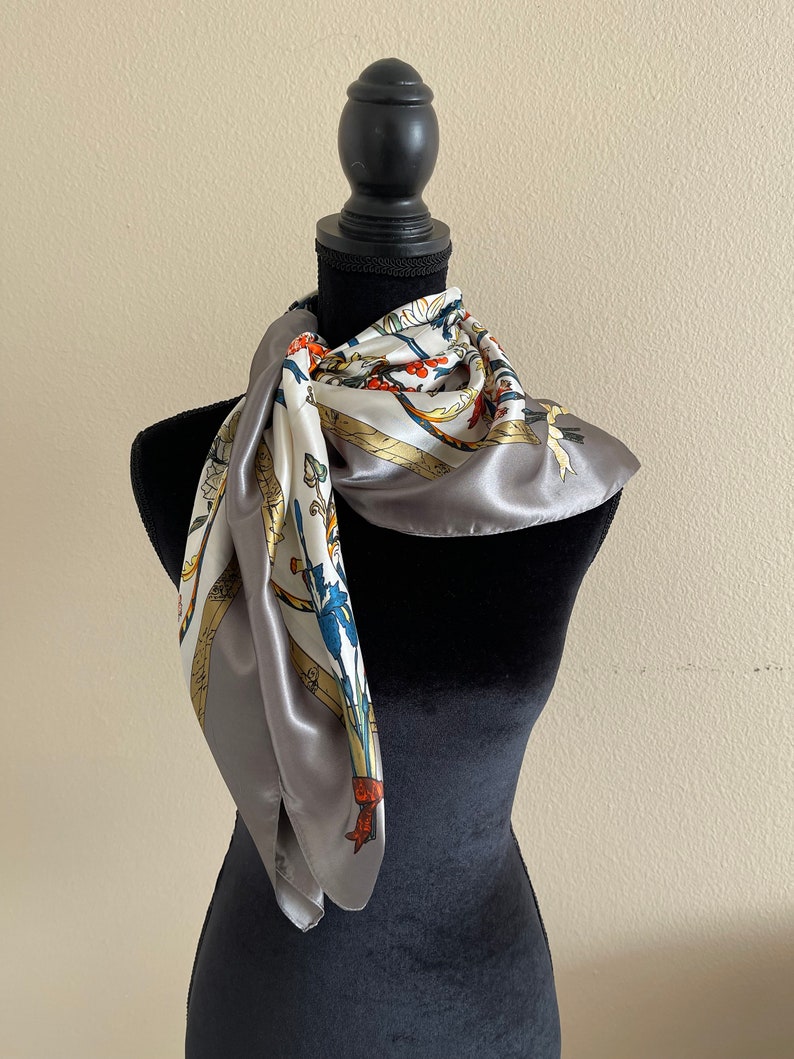 Vintage Scarf - Neck Silk Scarf - Head Scarf - Vintage Style 80 -90s ...