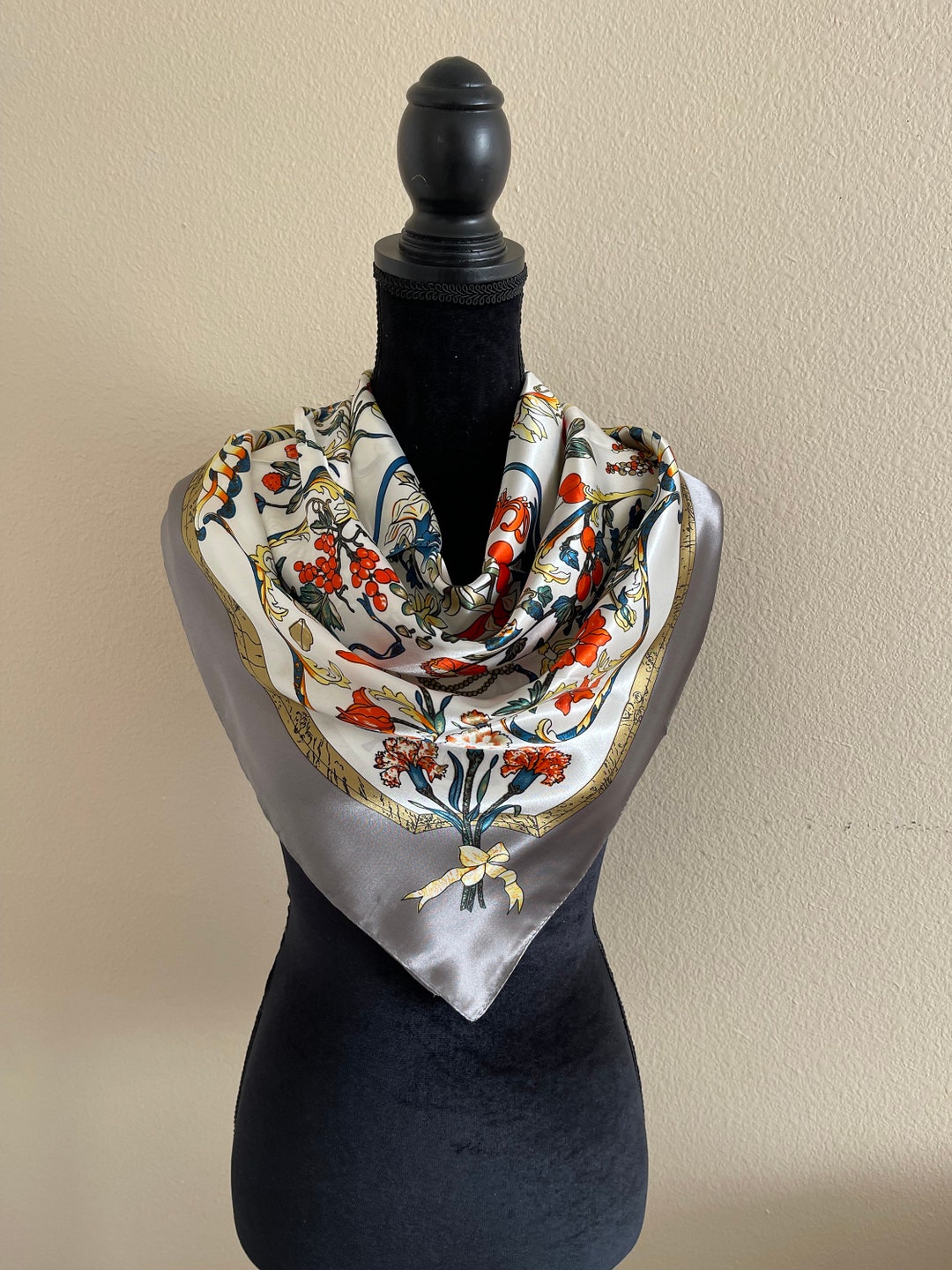 Vintage Scarf - Neck Silk Scarf - Head Scarf - Vintage Style 80 -90s ...