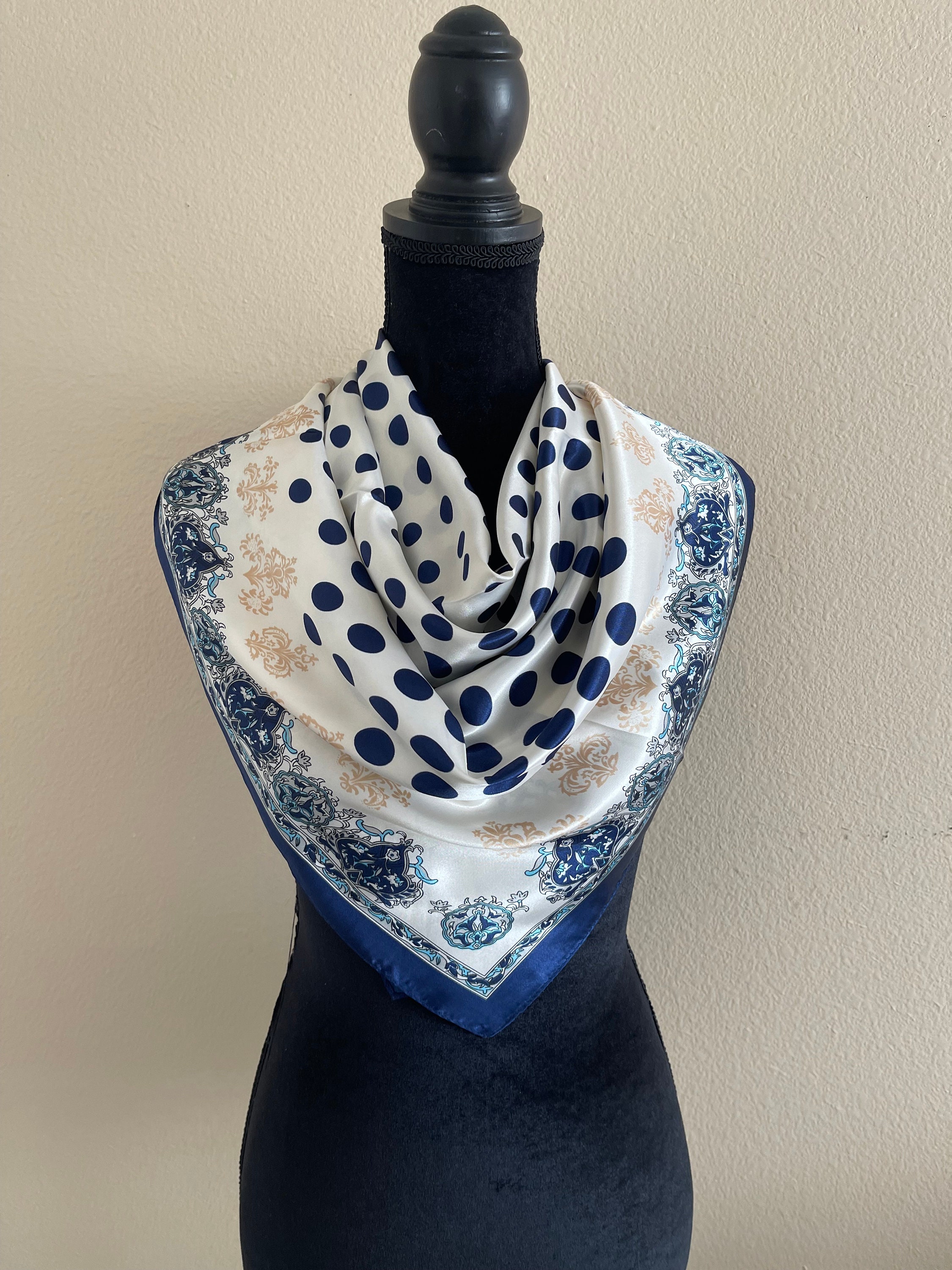 Polka Dot Scarf - Women Silk Scarf - Neck Scarf - Handbag Scarf ...