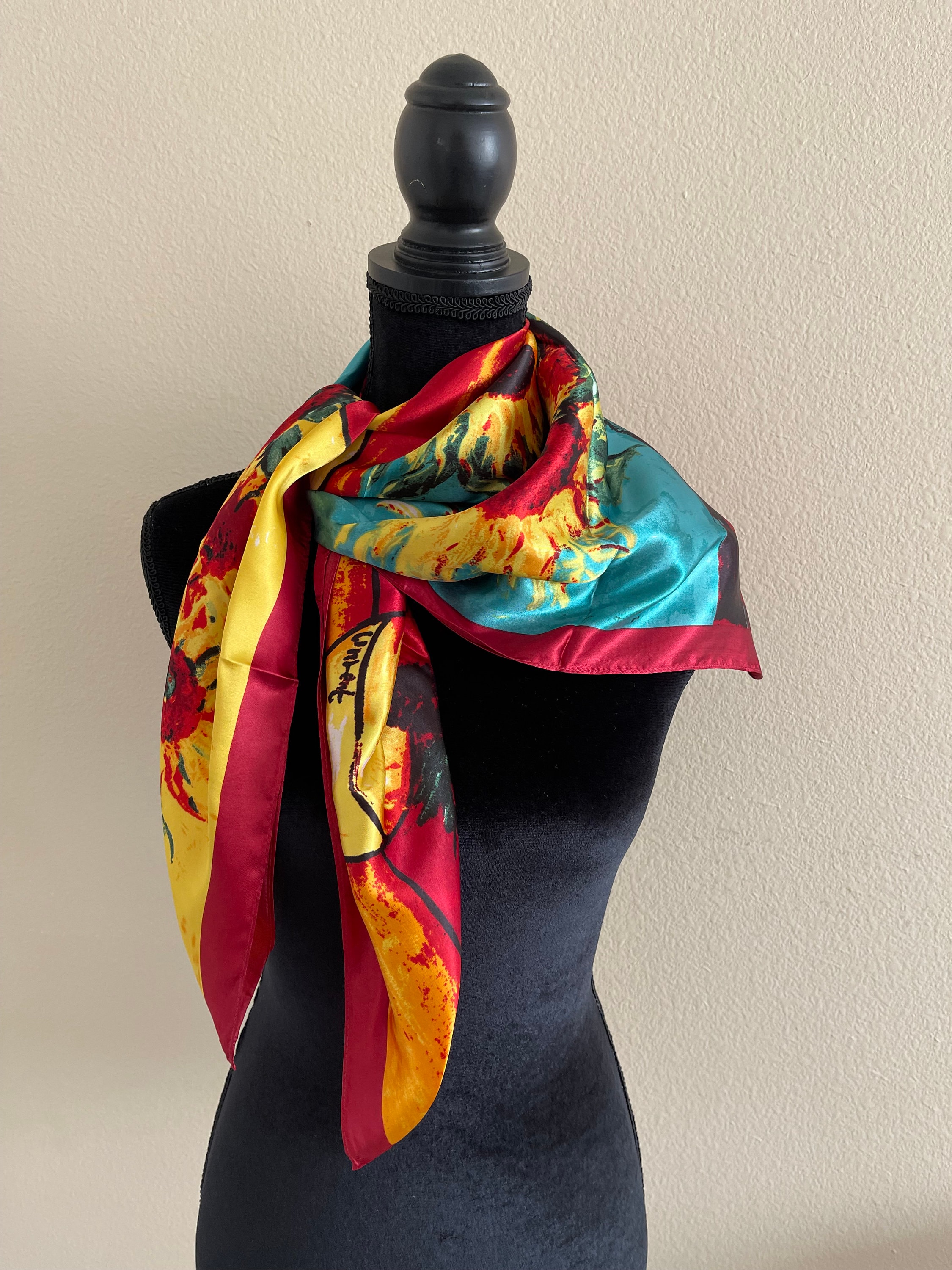 Vintage Scarf - Floral Scarf - Women Neck Scarf - Head Scarf - Vintage ...