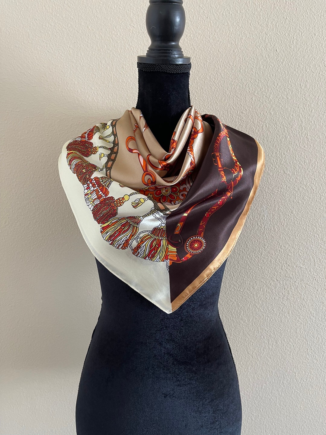 Head Wrap - Neckerchief - Equestrian Scarf - Vintage Scarf - Turban ...