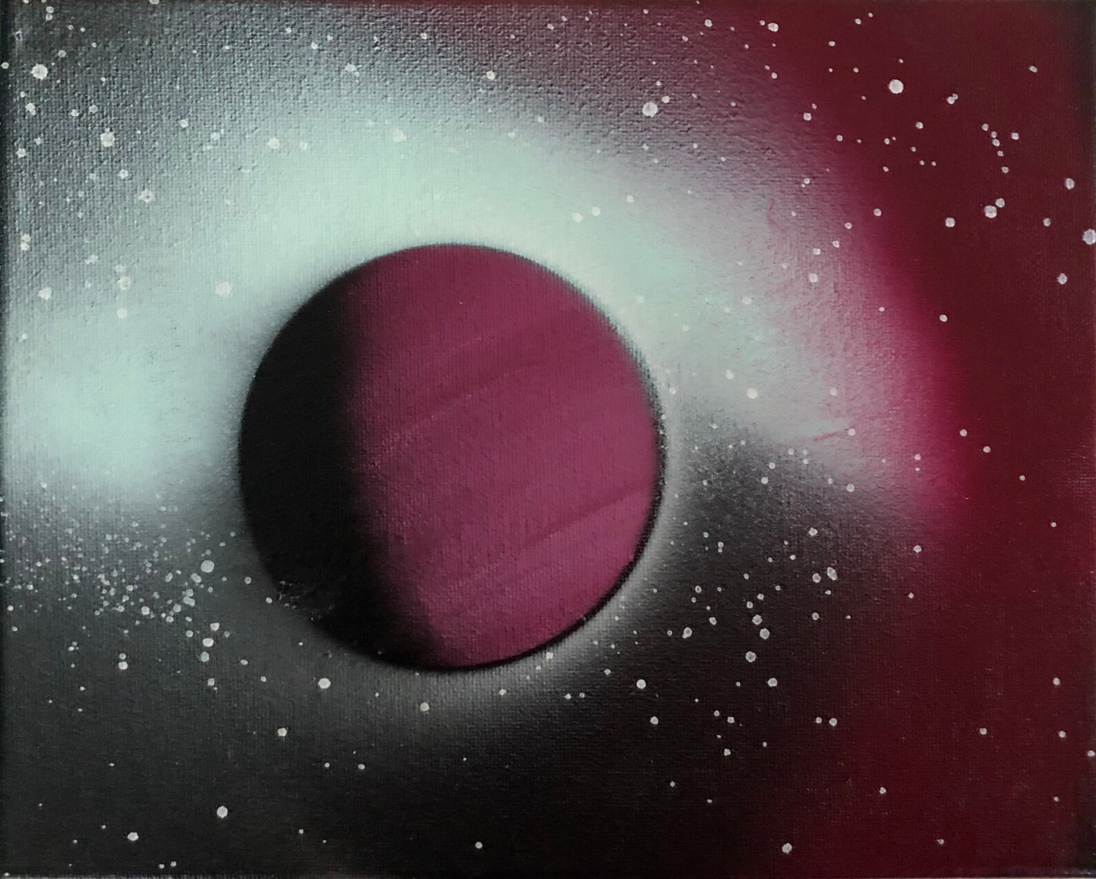 Spray Paint Art Magenta Planet on Black background | Etsy