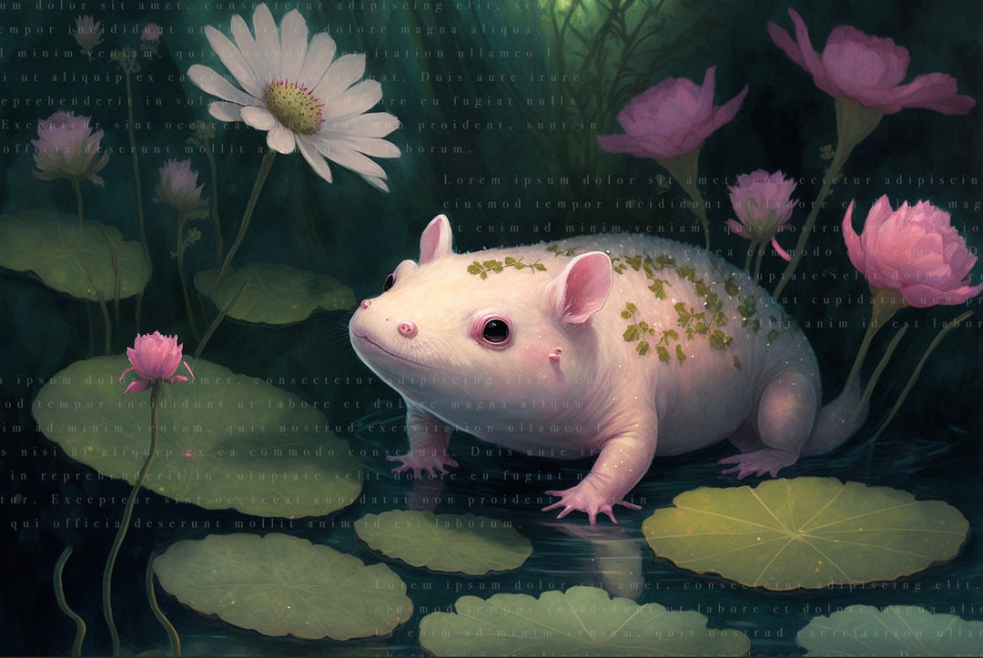 INSTANT DOWNLOAD Vintage Axolotl Art Print, Cute Axolotl Printable, Art ...