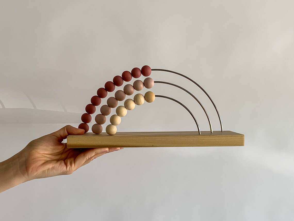 Blush and Rose Rainbow Abacus, Rainbow Abacus, Natural Wooden Abacus ...