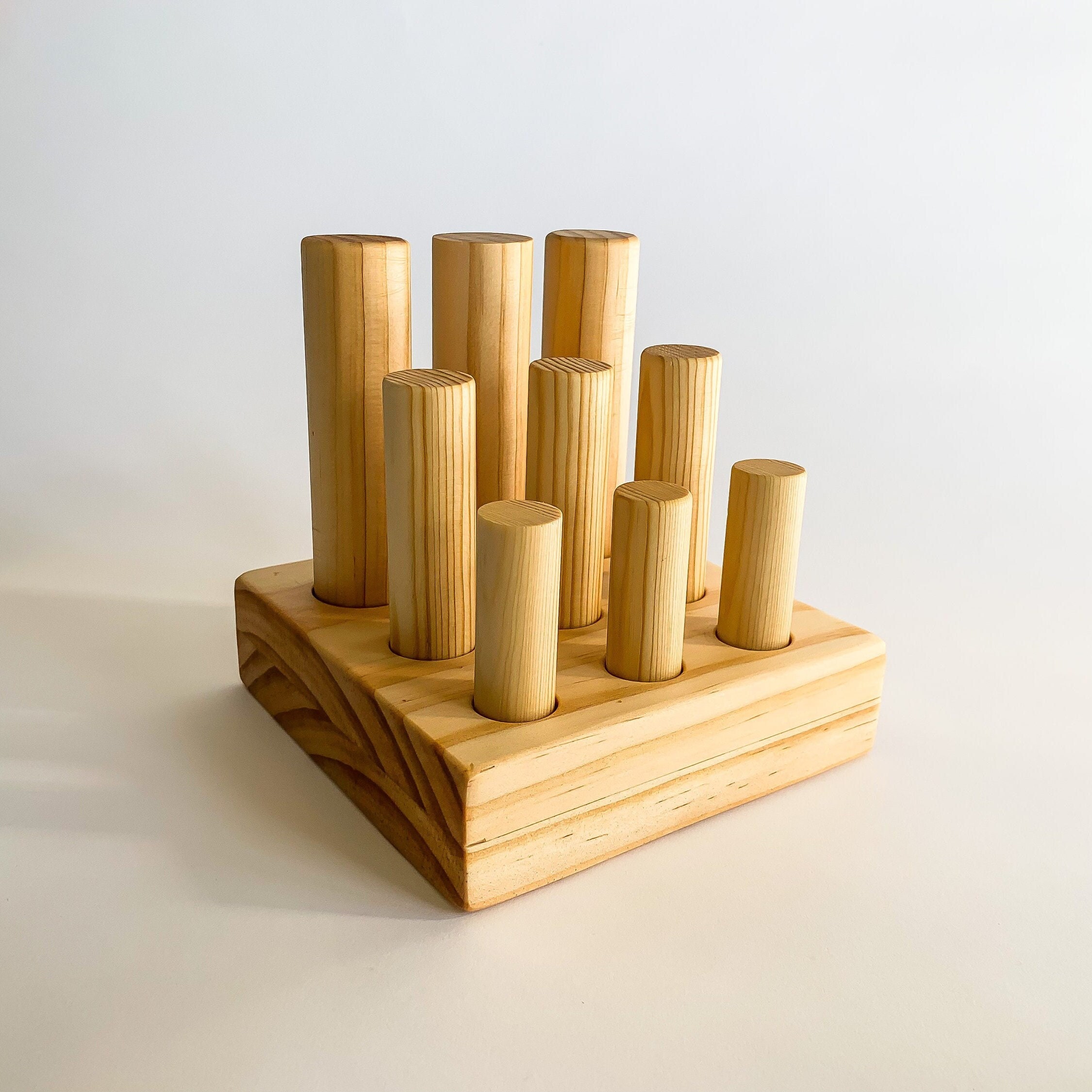 Wooden Peg Toy, Montessori Peg Puzzle, Size Discrimination Toy ...