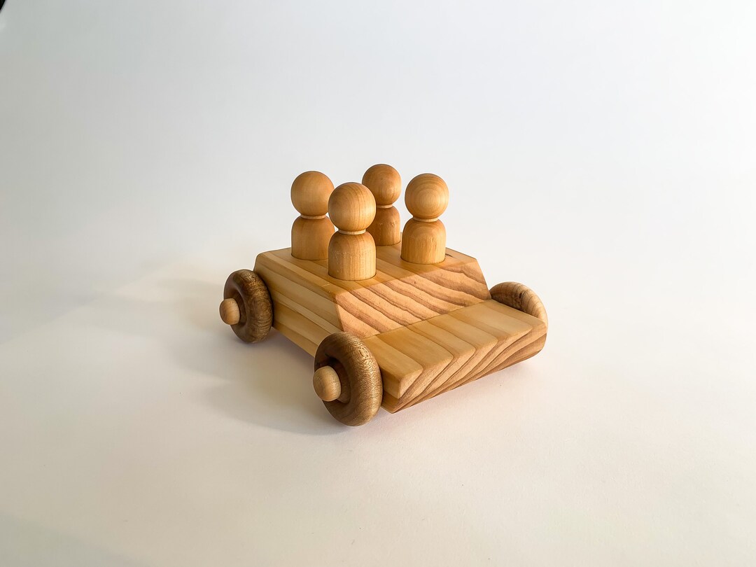 Wooden Peg Car, Wooden Toy Car, Toy Car With Peg People, Montessori Toy ...