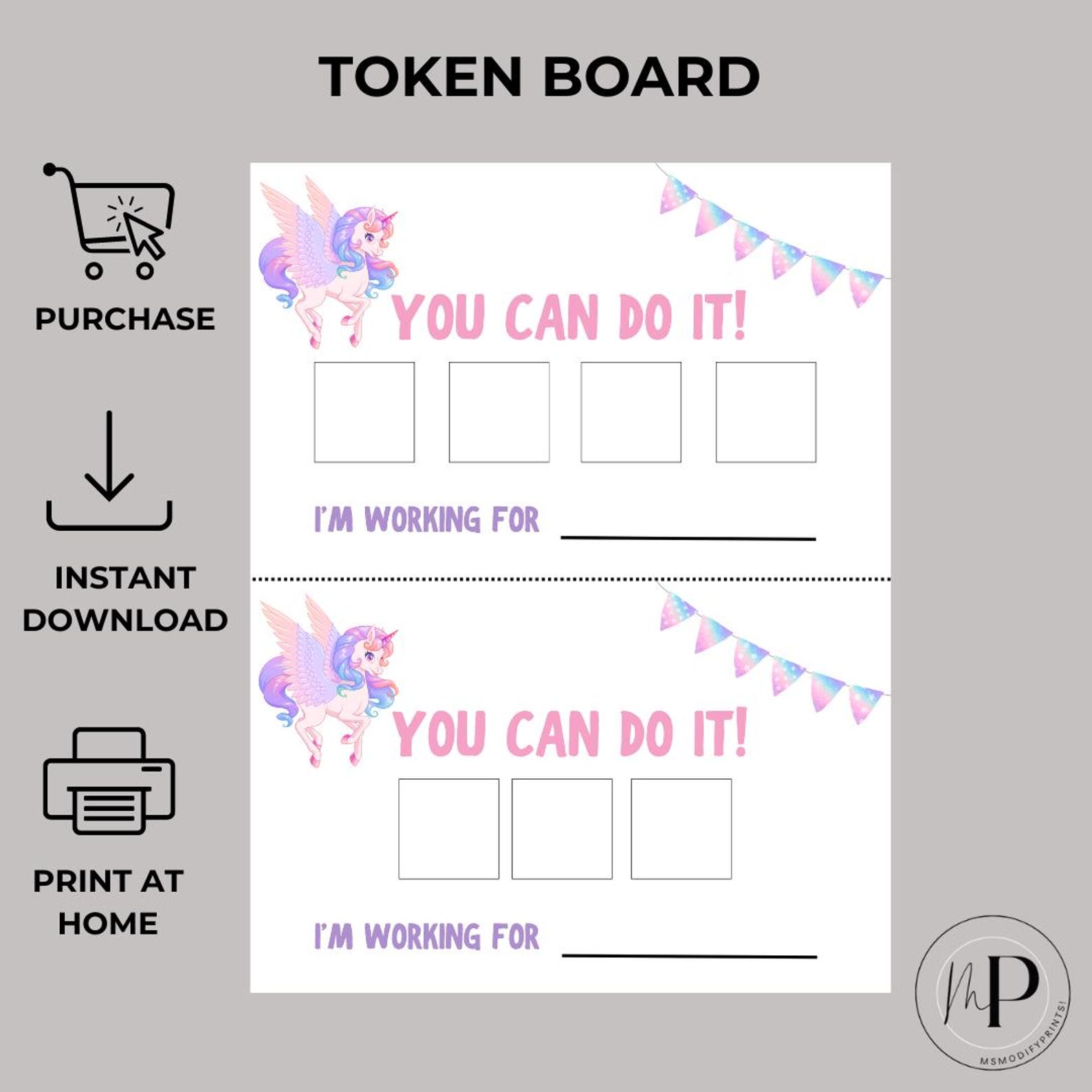 Unicorn Token Board, Printable Token Economy, Behavior Change, Reward ...