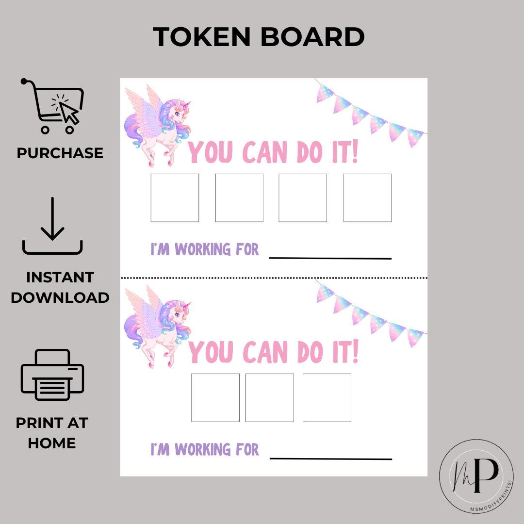 Unicorn Token Board, Printable Token Economy, Behavior Change, Reward ...